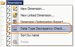 Dimension Data Type Discrepancy Check