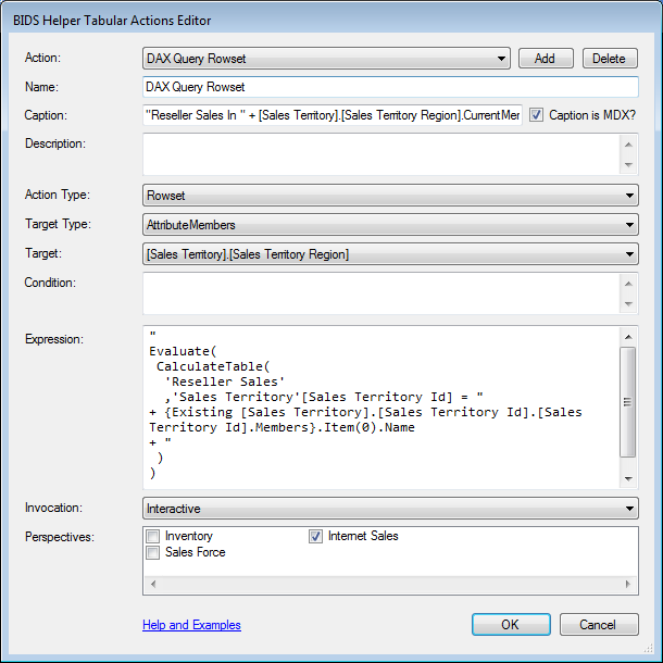 Tabular Actions Editor